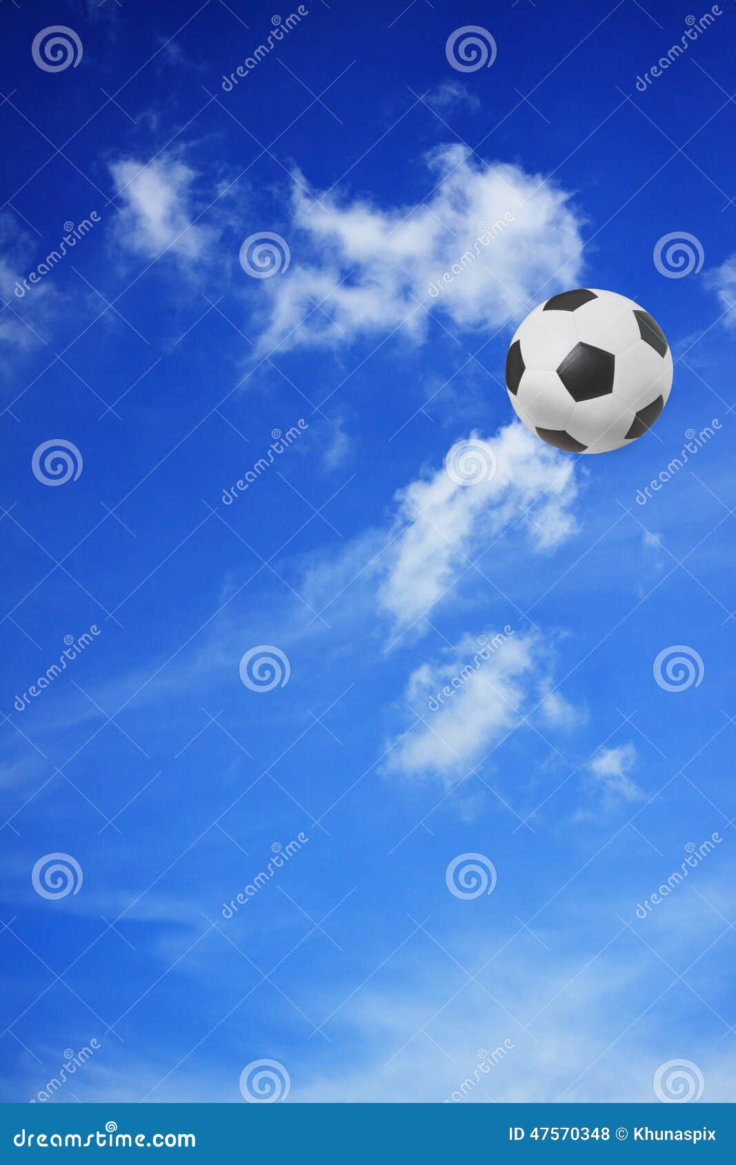 Soccer ball on blue sky stock photo. Image of float, floating - 47570348