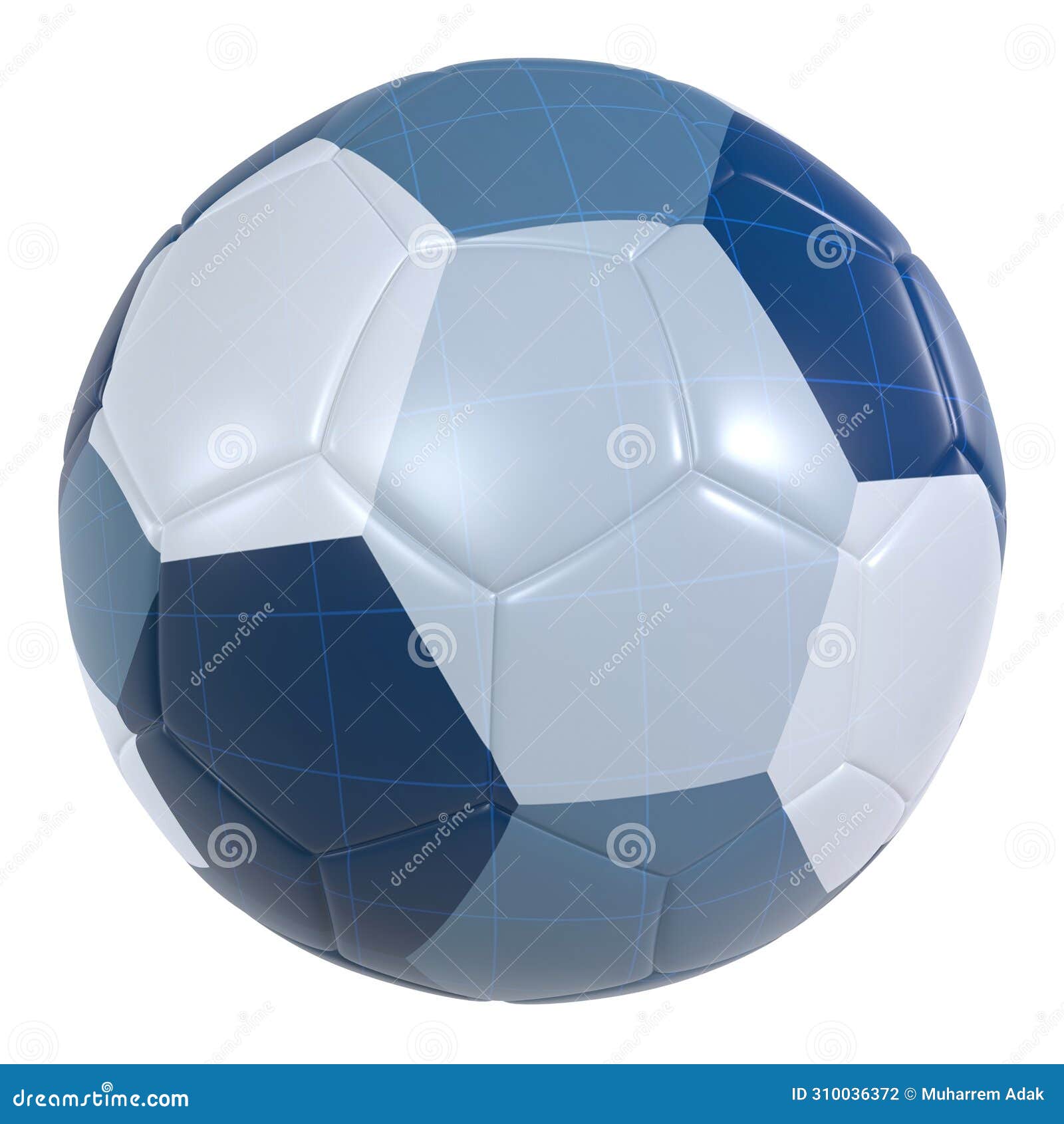 A Soccer Ball with Blue and White Stripes Stock Photo - Illustration of ...
