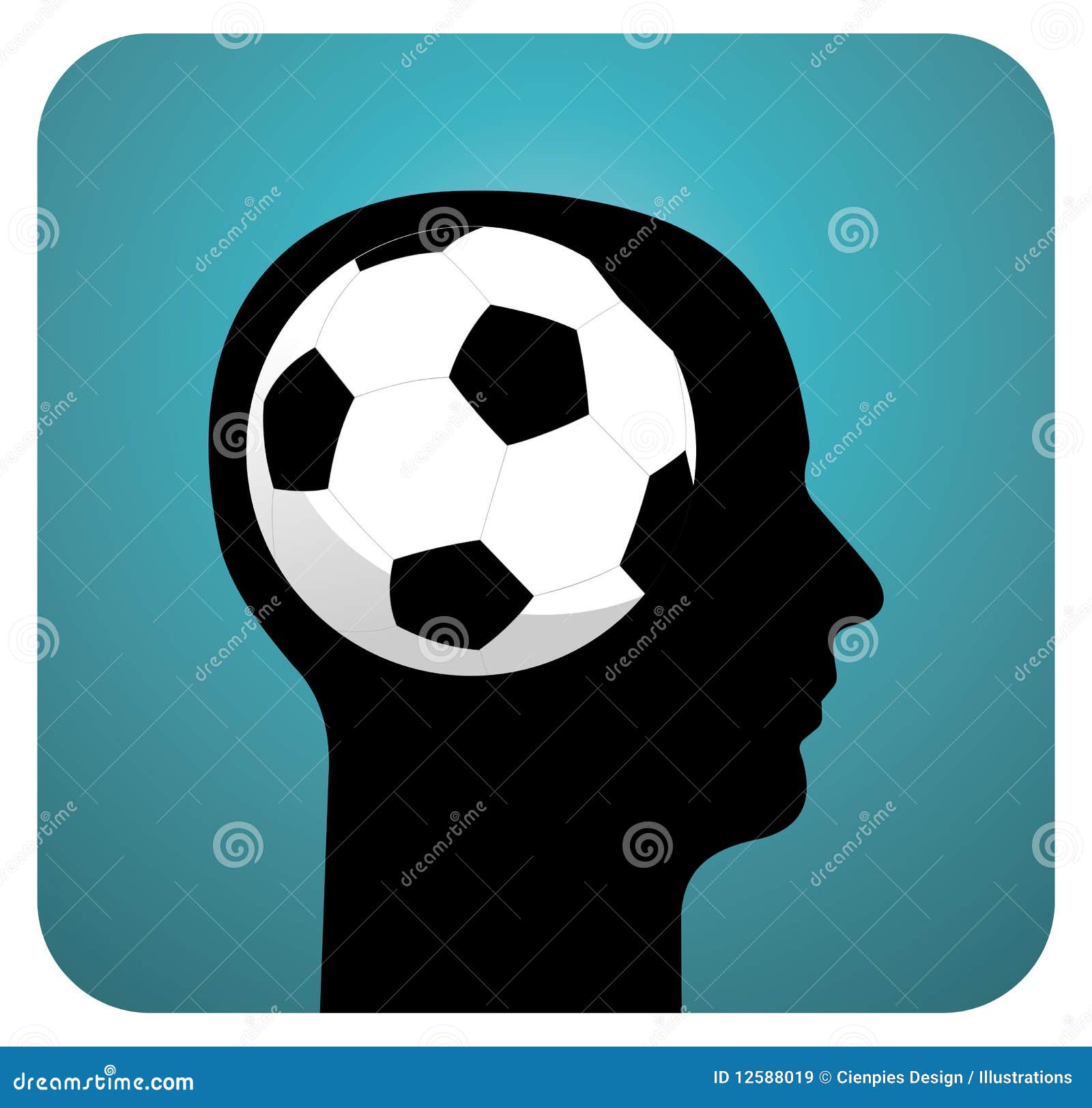 Soccer ball brains stock vector. Illustration of fanatic - 12588019