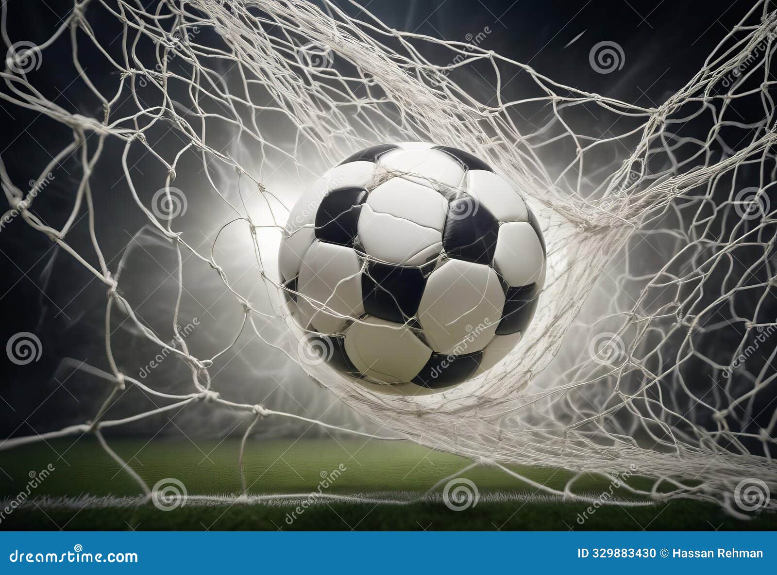 Soccer Ball Breaking the Goal Net Stock Illustration - Illustration of ...