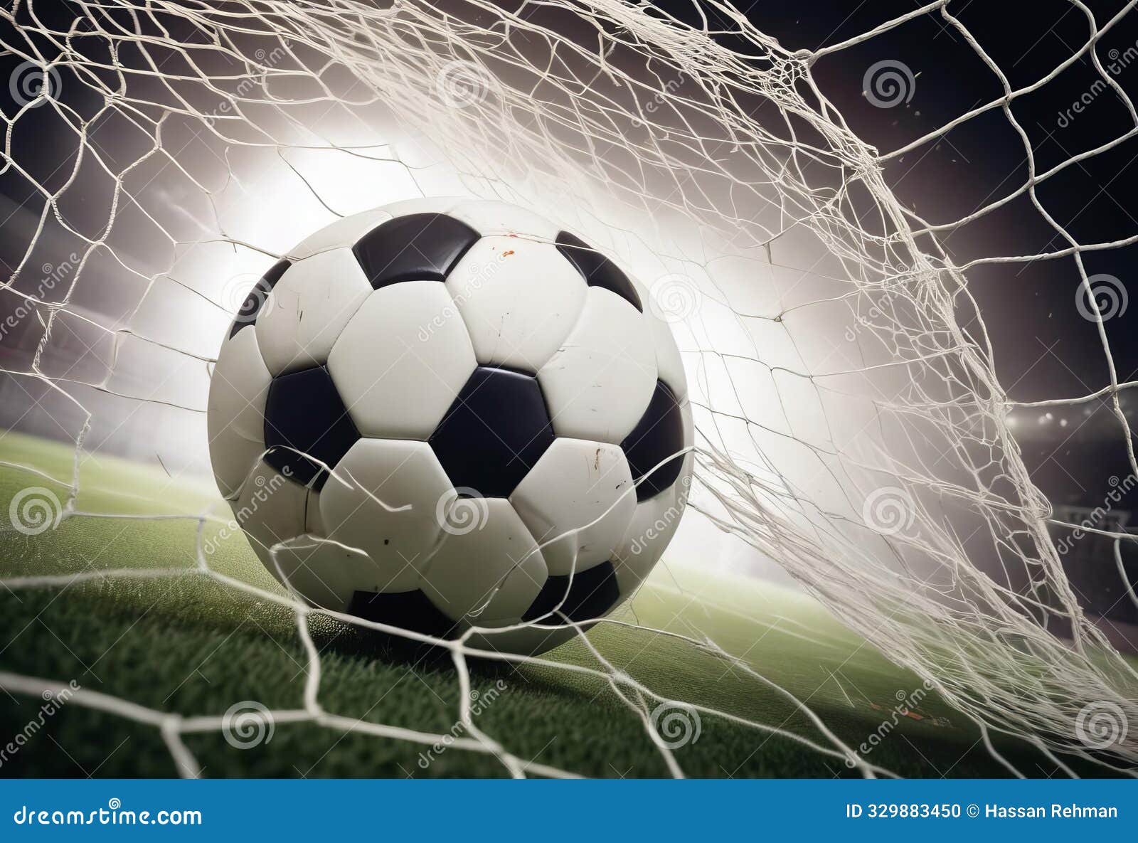Soccer Ball Breaking the Goal Net Stock Illustration - Illustration of ...