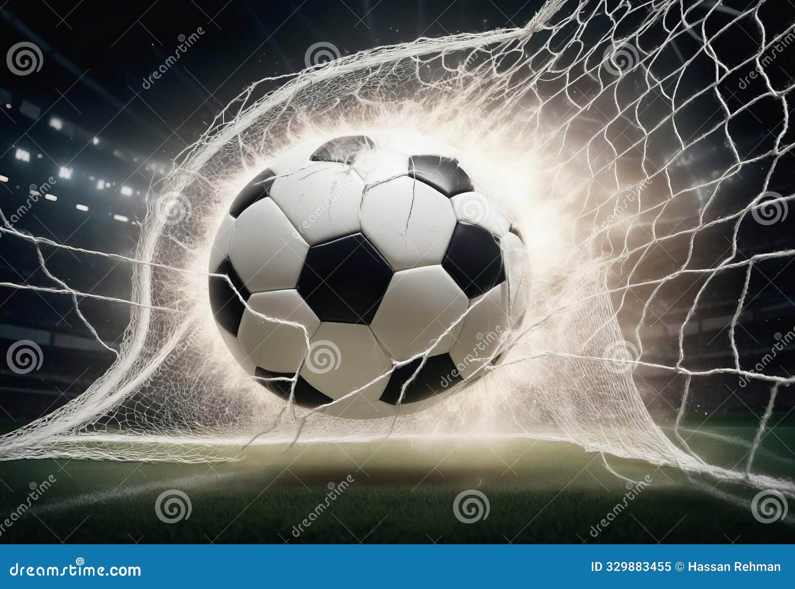 Soccer Ball Breaking the Goal Net Stock Illustration - Illustration of ...