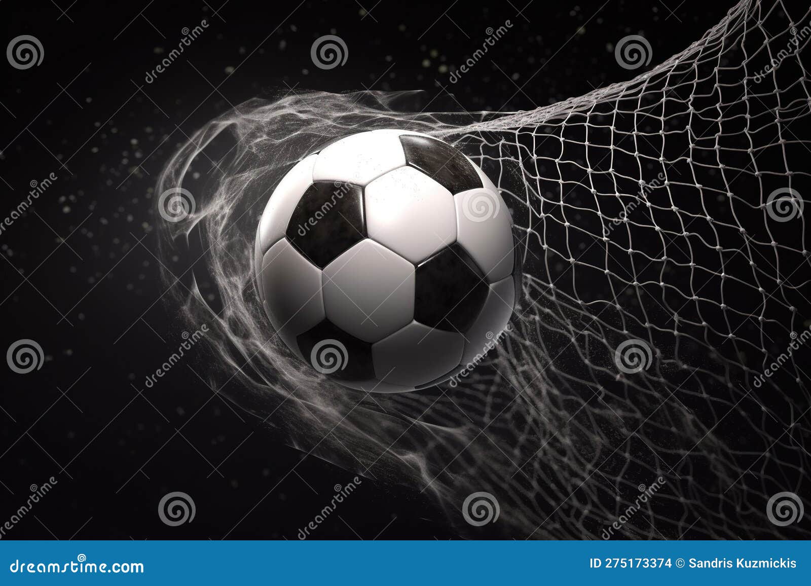 Soccer Ball Breaking through the Goal Net. Generative AI Stock ...