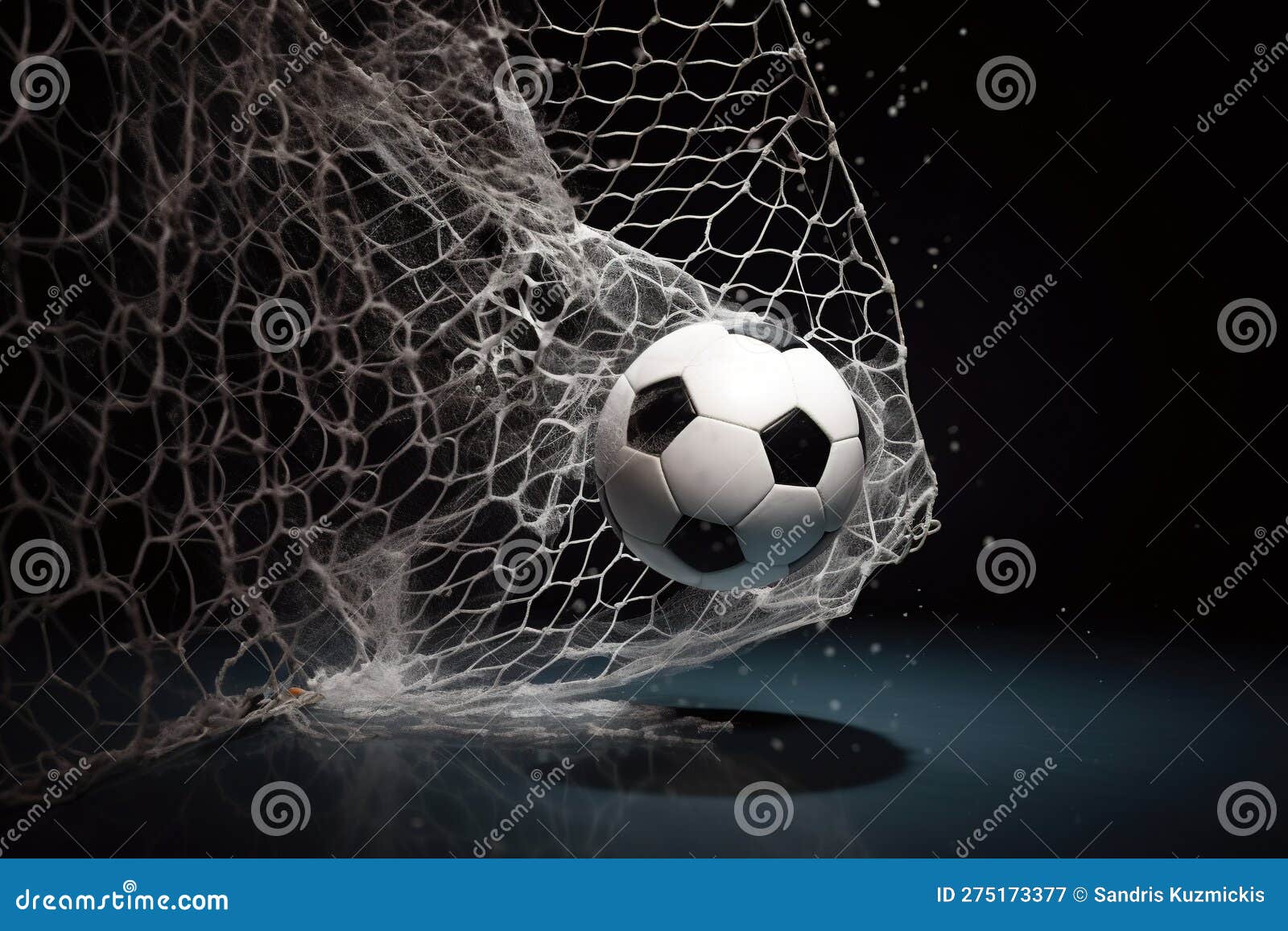 Soccer Ball Breaking through the Goal Net. Generative AI Stock ...