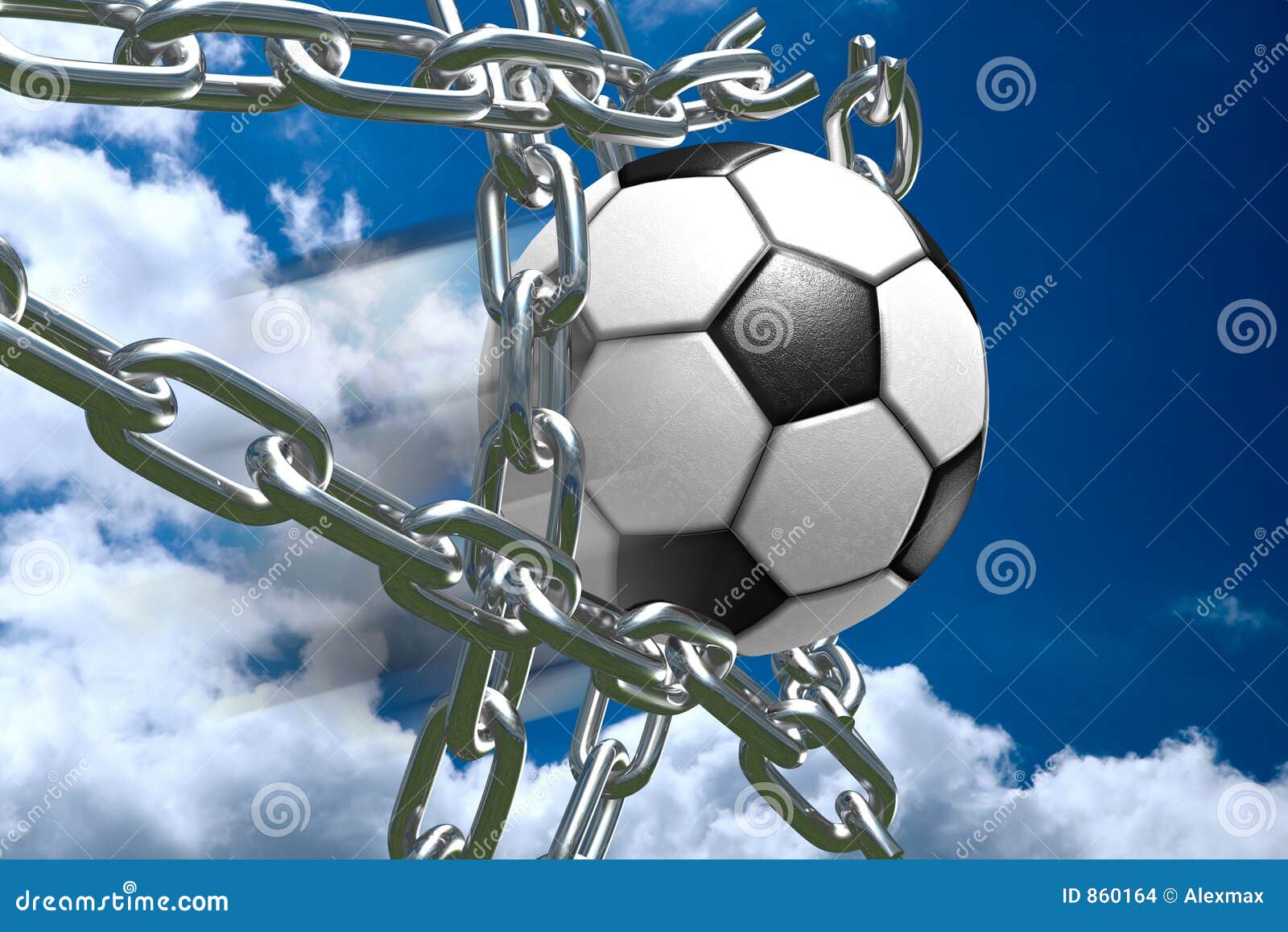 Soccer Ball Breaking through Metal Chains Stock Photo - Image of ...