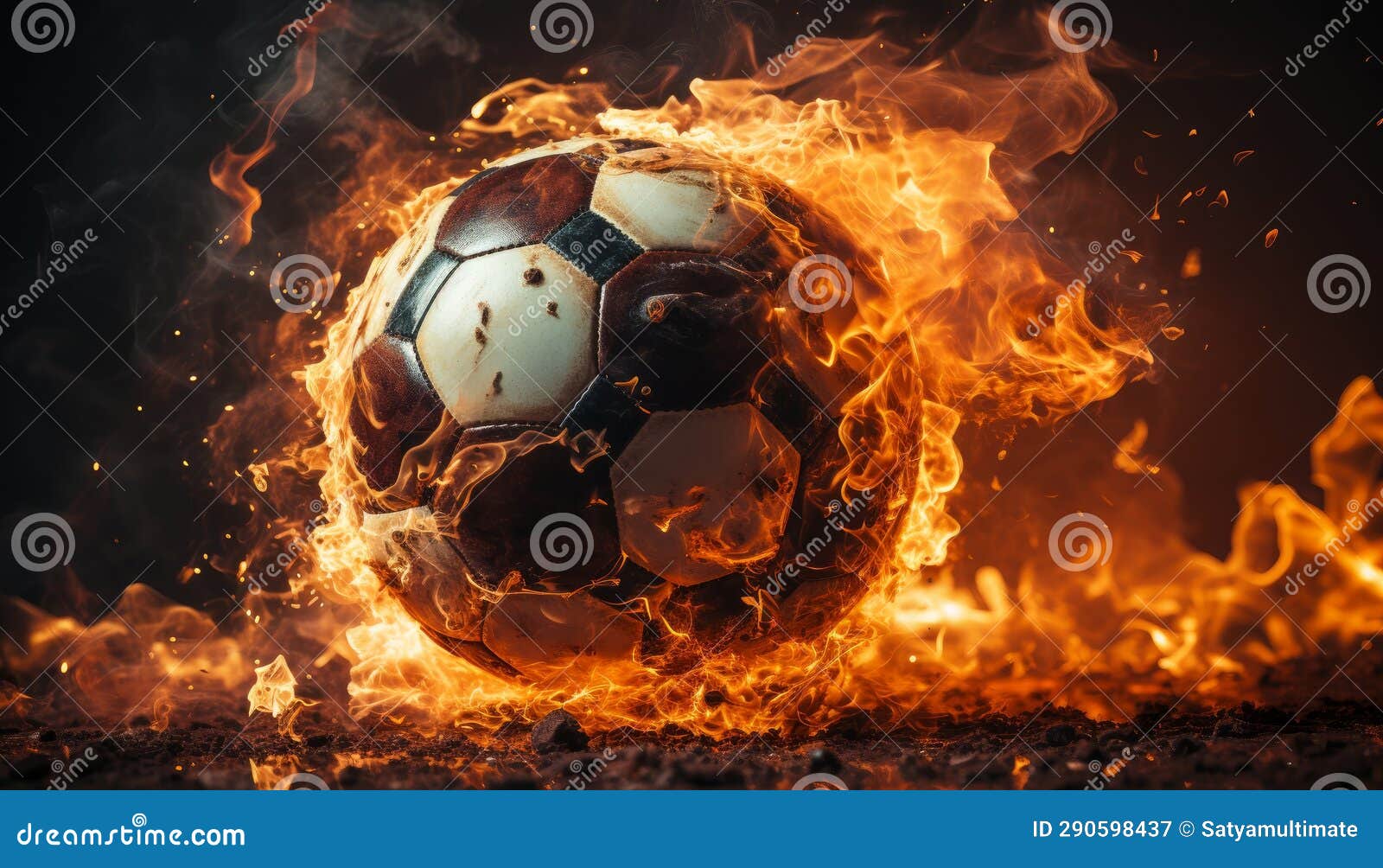 A Soccer Ball Burning with Flames Generative AI Stock Illustration ...
