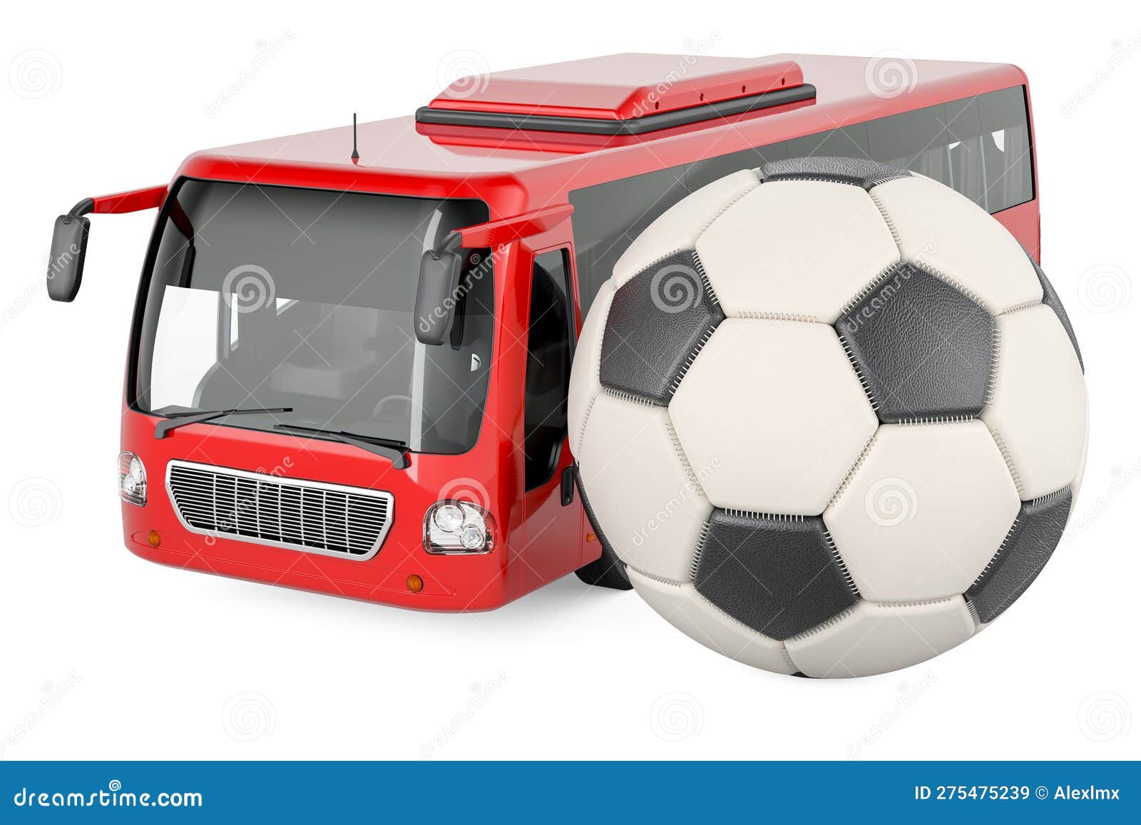 Soccer Ball with Bus, 3D Rendering Stock Illustration - Illustration of ...