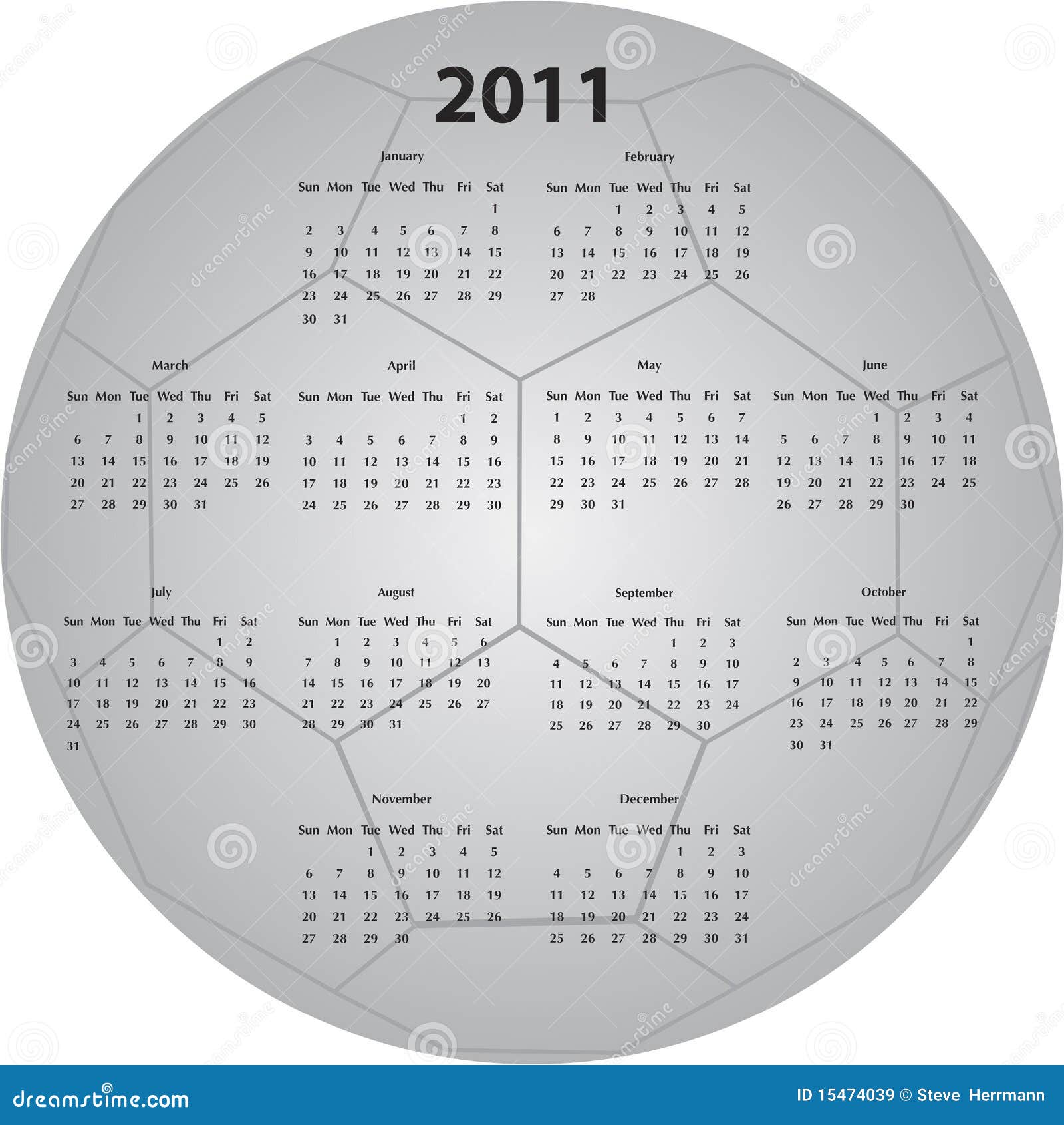 Soccer Ball Calendar stock vector. Illustration of november - 15474039