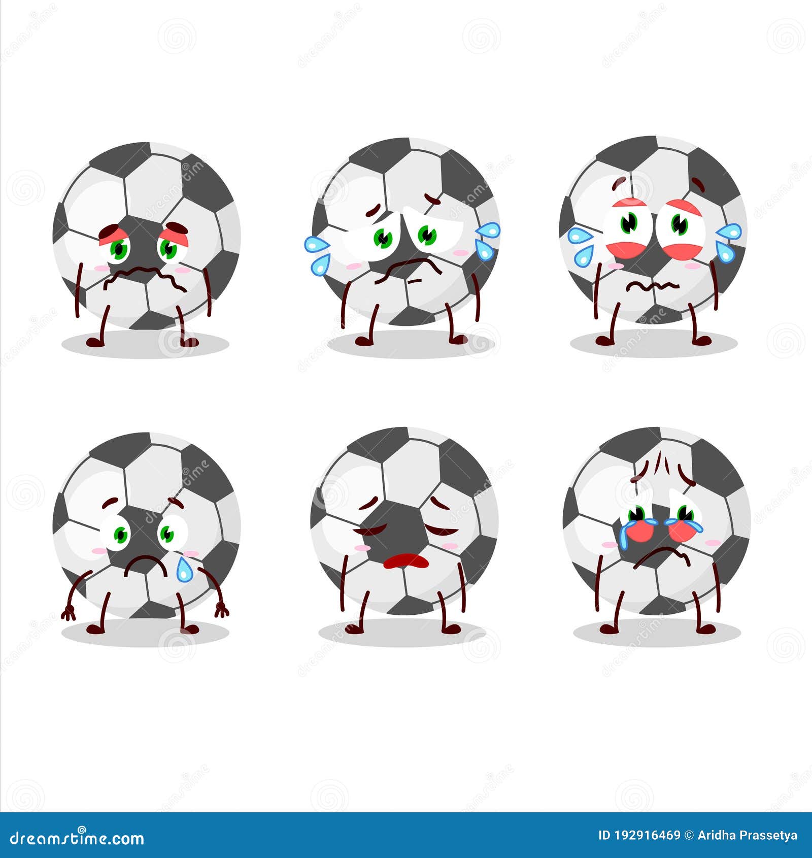 Soccer Ball Cartoon Character with Sad Expression Stock Vector ...