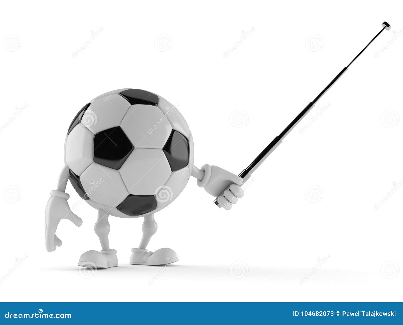 Soccer Ball Character Aiming with Pointer Stick Stock Illustration ...