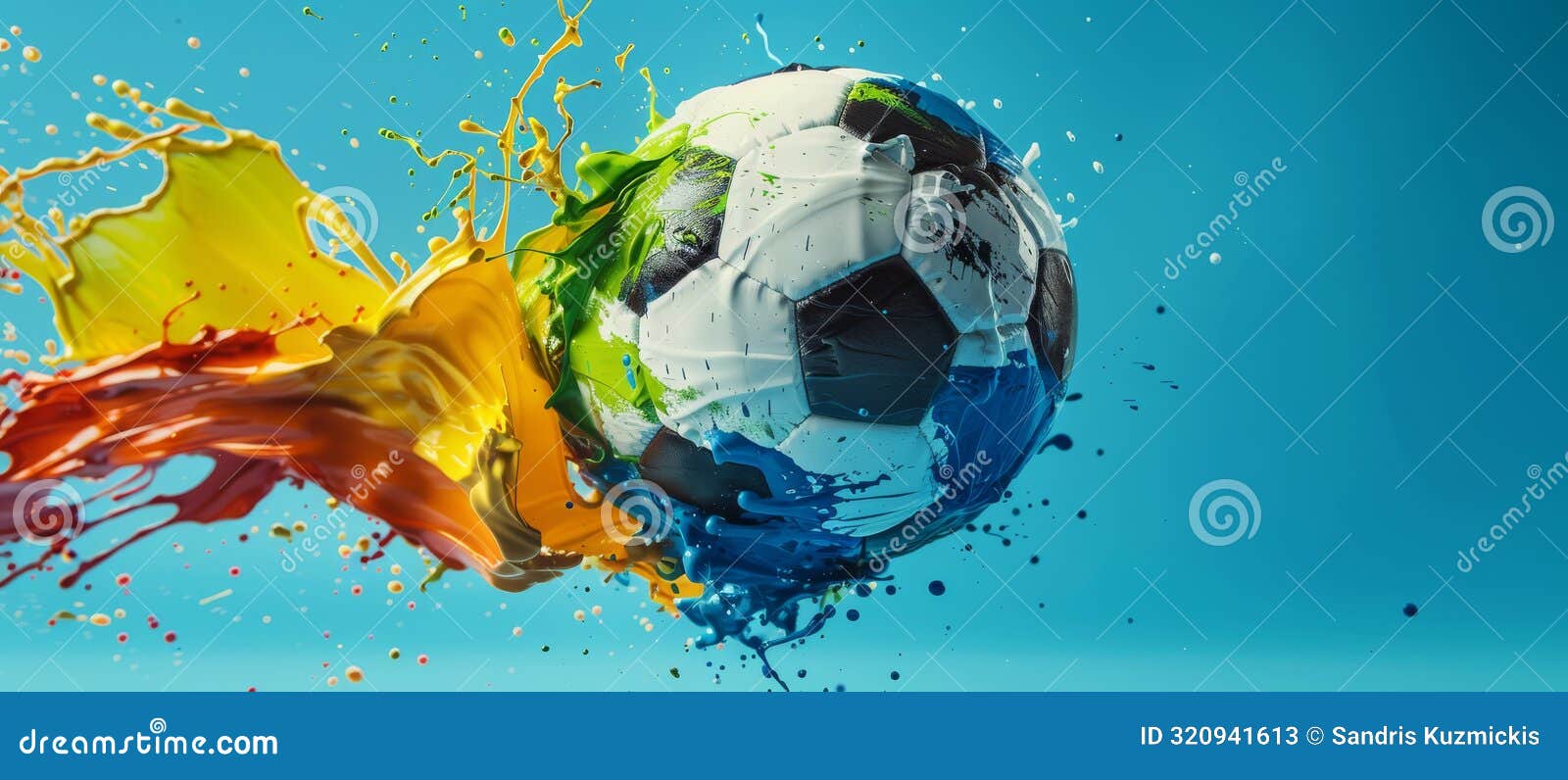 Soccer Ball with Color Splash Paint. Generative AI Stock Illustration ...