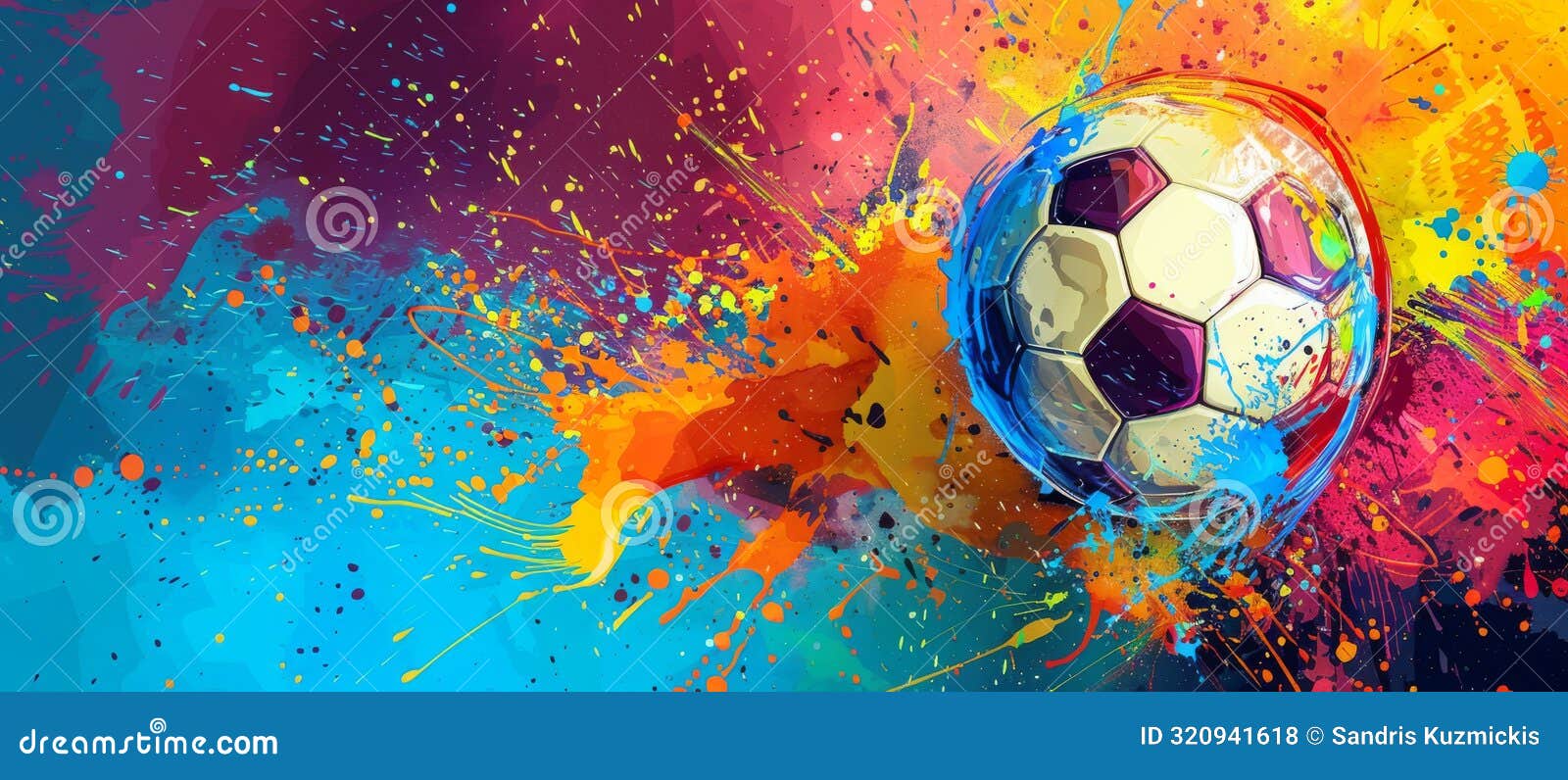 Soccer Ball with Color Splash Paint. Generative AI Stock Illustration ...