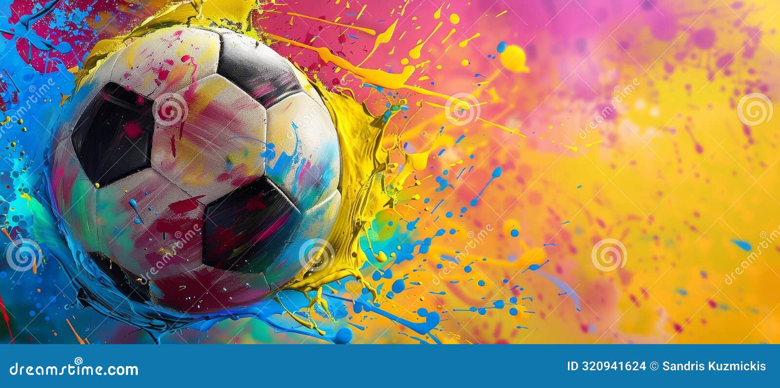 Soccer Ball with Color Splash Paint. Generative AI Stock Illustration ...