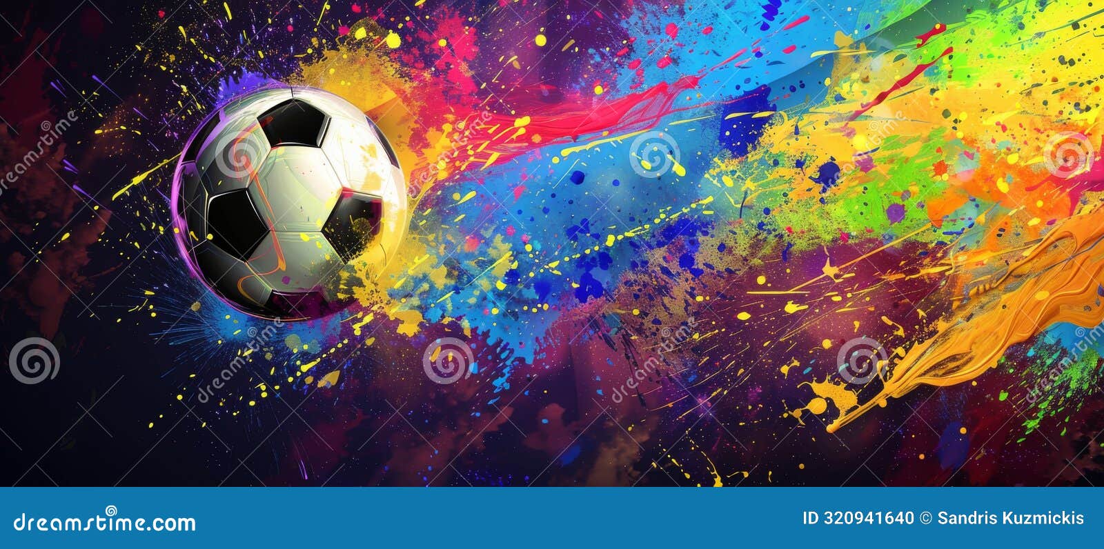 Soccer Ball with Color Splash Paint. Generative AI Stock Illustration ...