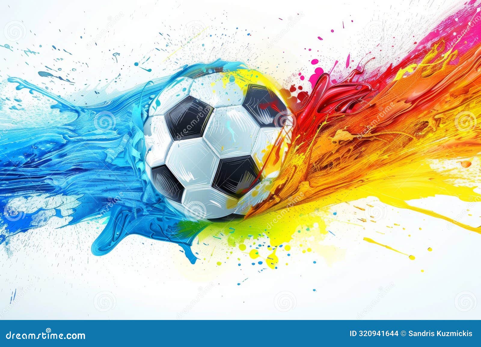 Soccer Ball with Color Splash Paint. Generative AI Stock Illustration ...