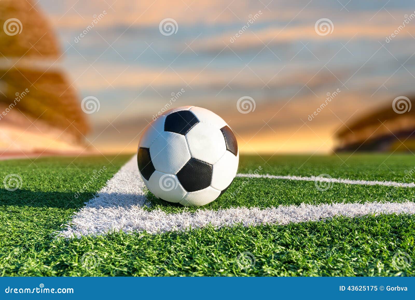 Soccer ball in the corner stock image. Image of field - 43625175