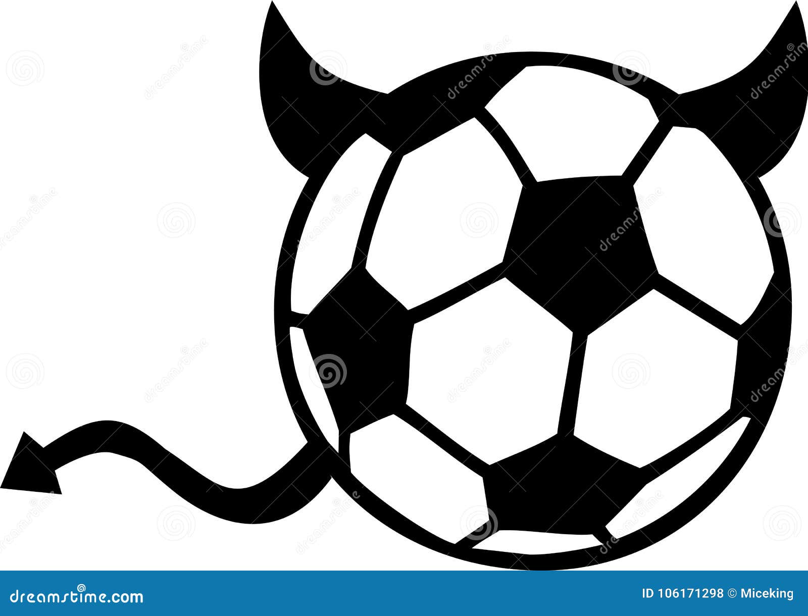Soccer Ball with Devil Horns and Tail Stock Vector - Illustration of ...