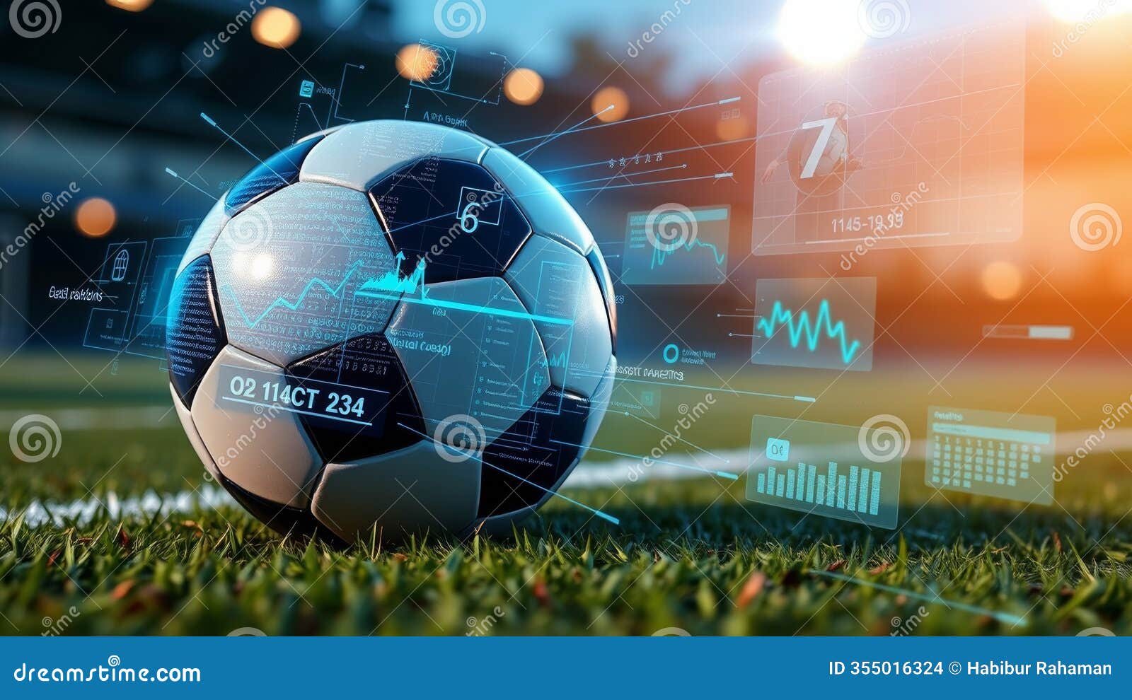 Soccer Ball with Digital Data Overlay Stock Illustration - Illustration ...