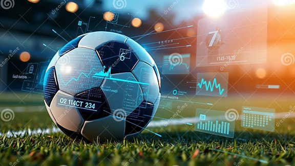 Soccer Ball with Digital Data Overlay Stock Illustration - Illustration ...