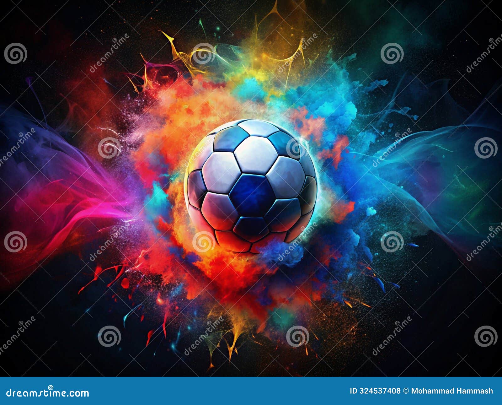Soccer Ball Exploding with Colorful Paint Splatter Stock Photo - Image ...