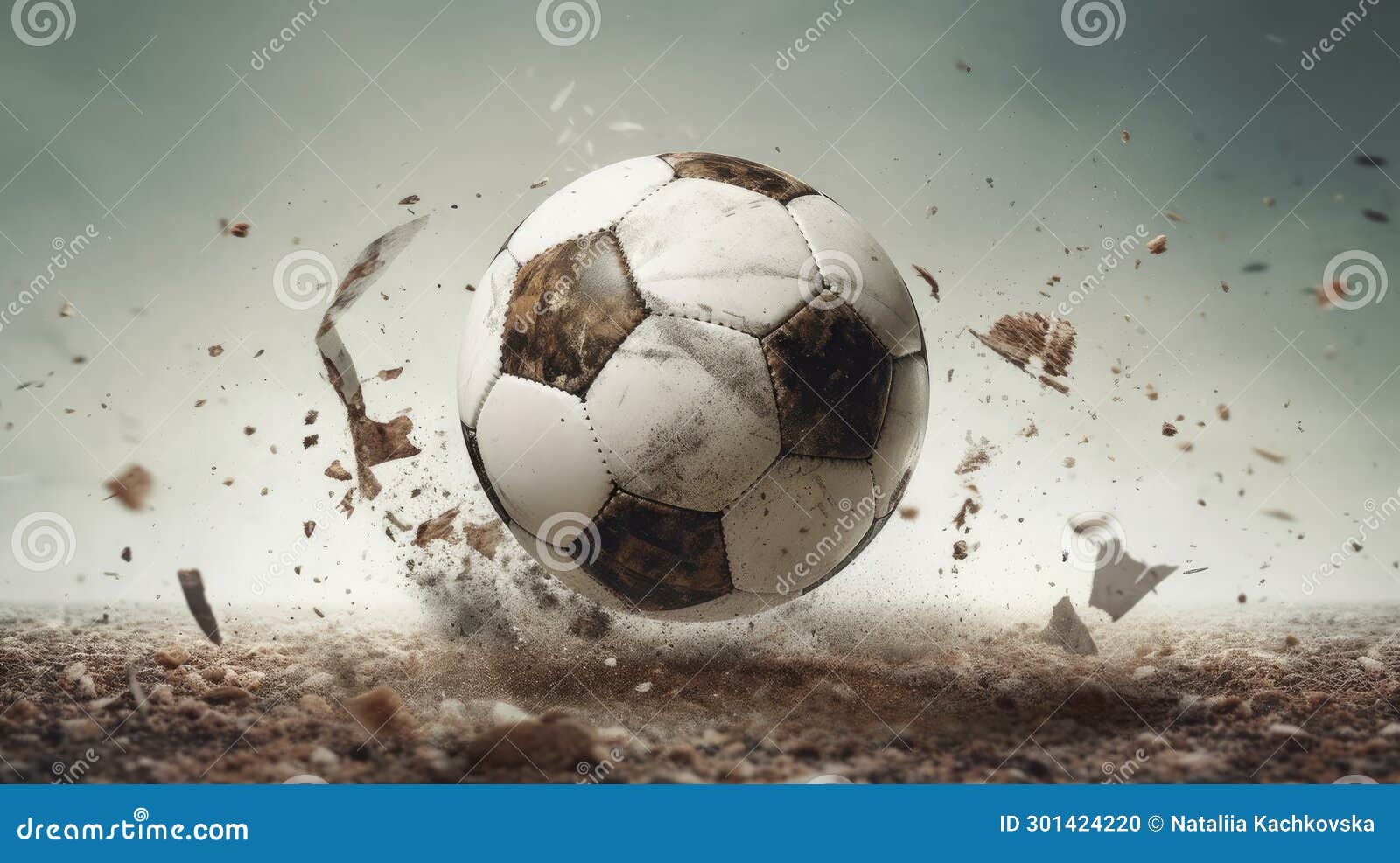 Soccer ball fall in mud stock illustration. Illustration of background ...