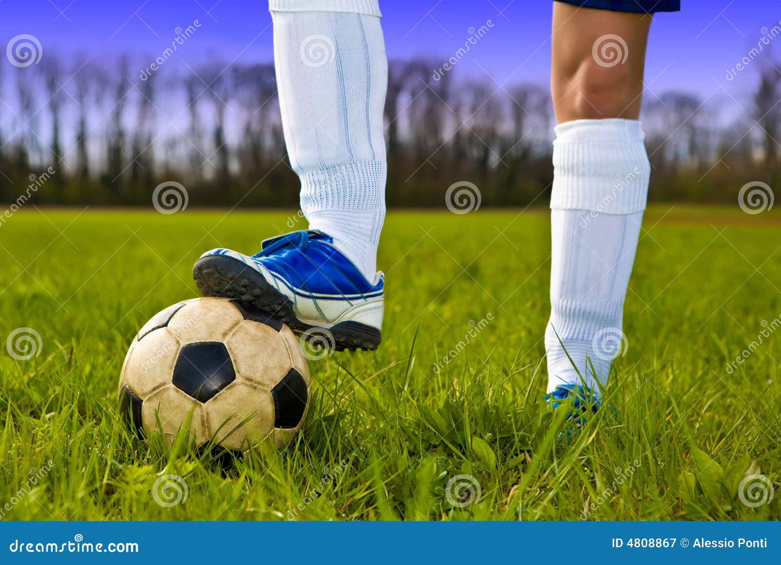 Soccer Ball and Feet of Player Stock Image - Image of football ...