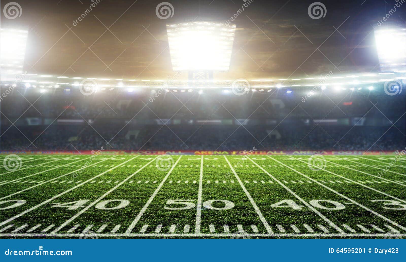 Soccer Ball on the Field of Stadium Stock Image - Image of light ...