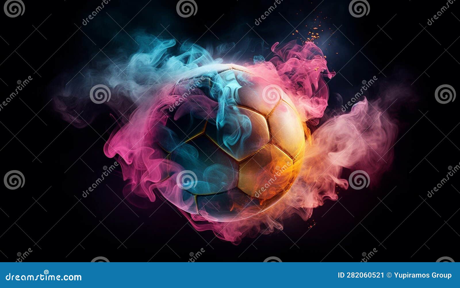 Soccer Ball on Fire, Abstract Pattern of Glowing Flames Exploding ...