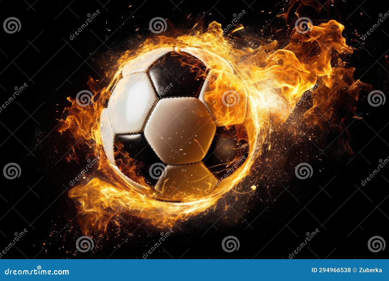 Soccer Ball in Fire on Black Stock Illustration - Illustration of ...