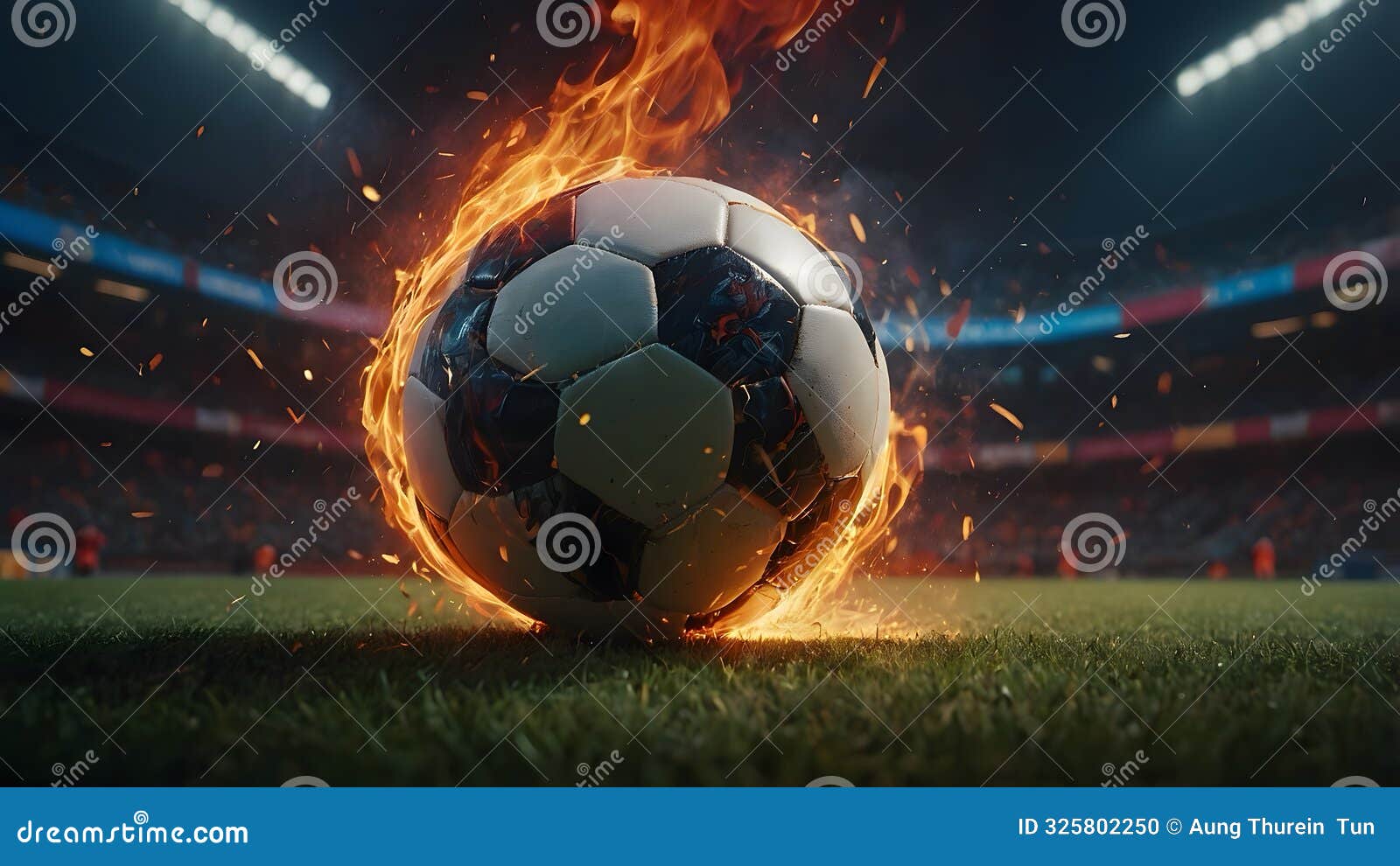 A Soccer Ball on Fire with a Blurred Background Stock Photo - Image of ...