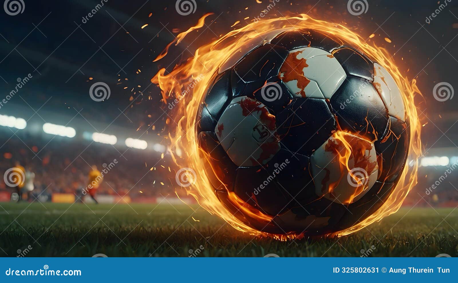 A Soccer Ball on Fire with a Blurred Background Stock Image - Image of ...
