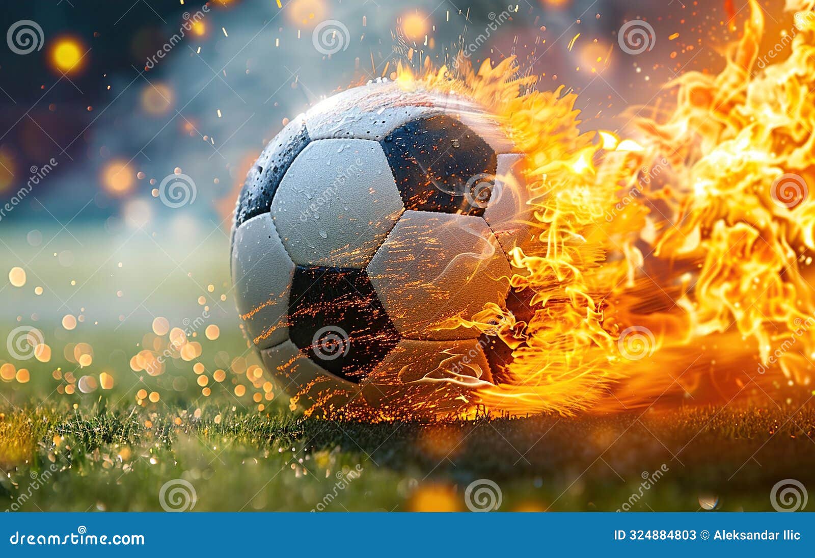 Soccer Ball on Fire, Burning in Flames. Generative Ai Stock Image ...