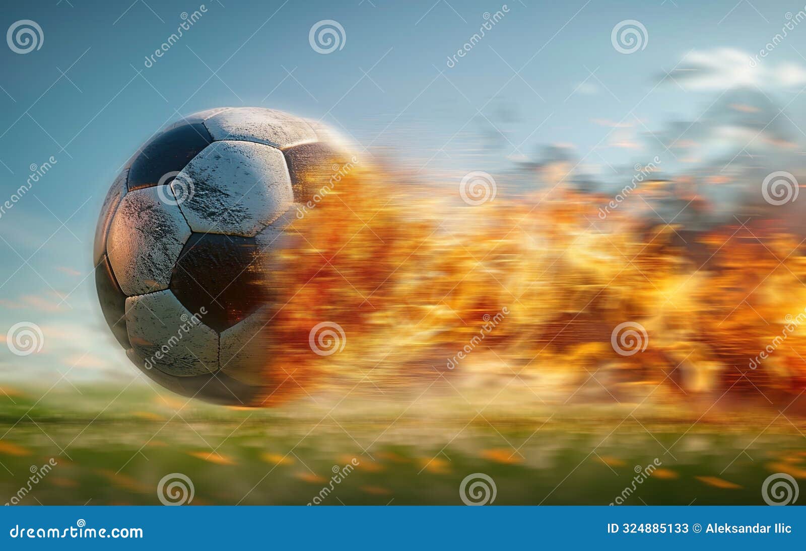Soccer Ball on Fire, Burning in Flames. Generative Ai Stock Image ...