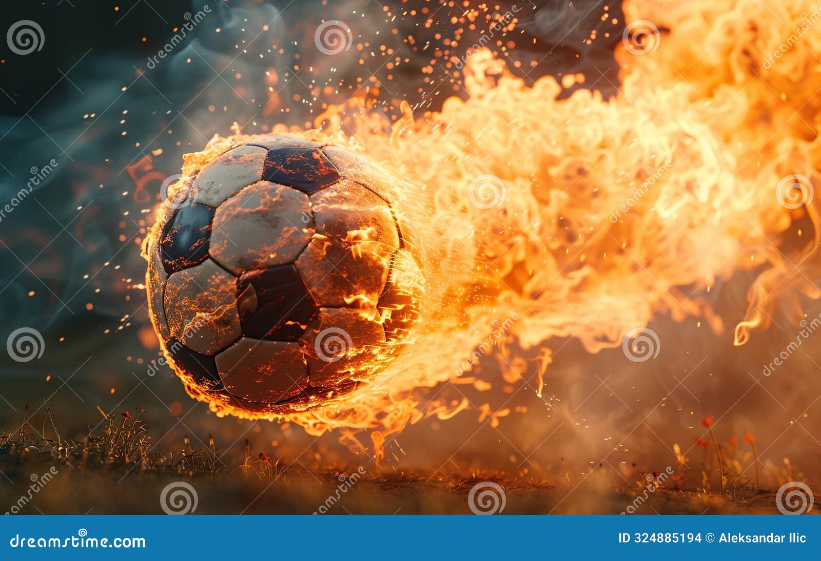 Soccer Ball on Fire, Burning in Flames. Generative Ai Stock Photo ...