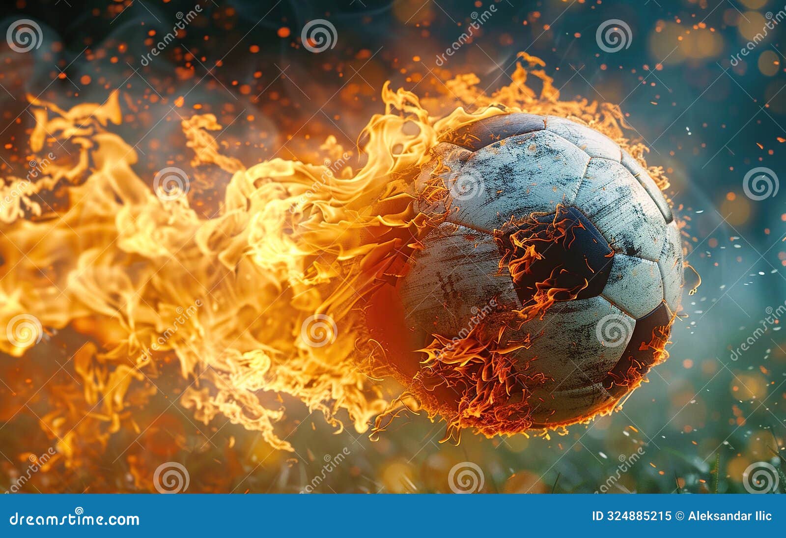 Soccer Ball on Fire, Burning in Flames. Generative Ai Stock Image ...