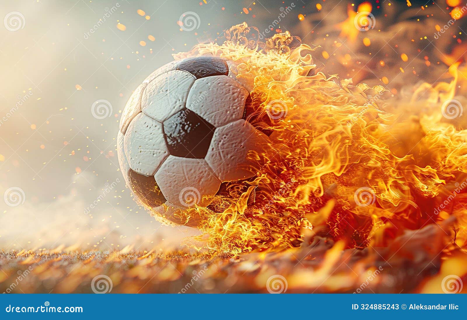 Soccer Ball on Fire, Burning in Flames. Generative Ai Stock Image ...