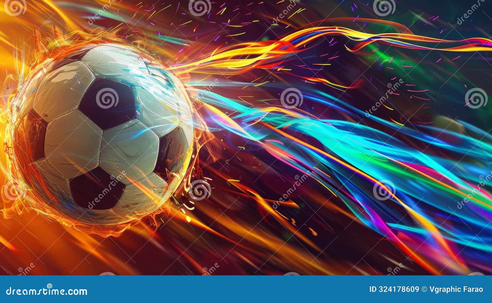Soccer Ball on Fire with Colorful Flames Stock Image - Image of ...