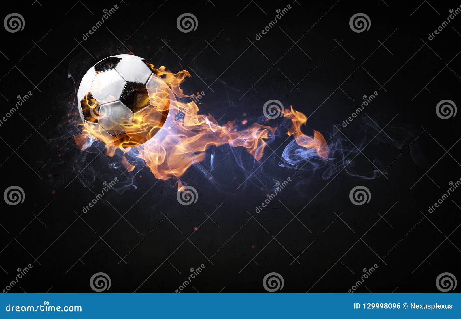 Soccer Ball on Fire stock photo. Image of smoke, sports - 129998096