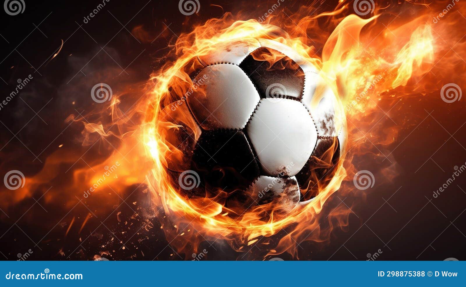 Soccer Ball on Fire on a Dark Background. Stock Photo - Image of action ...