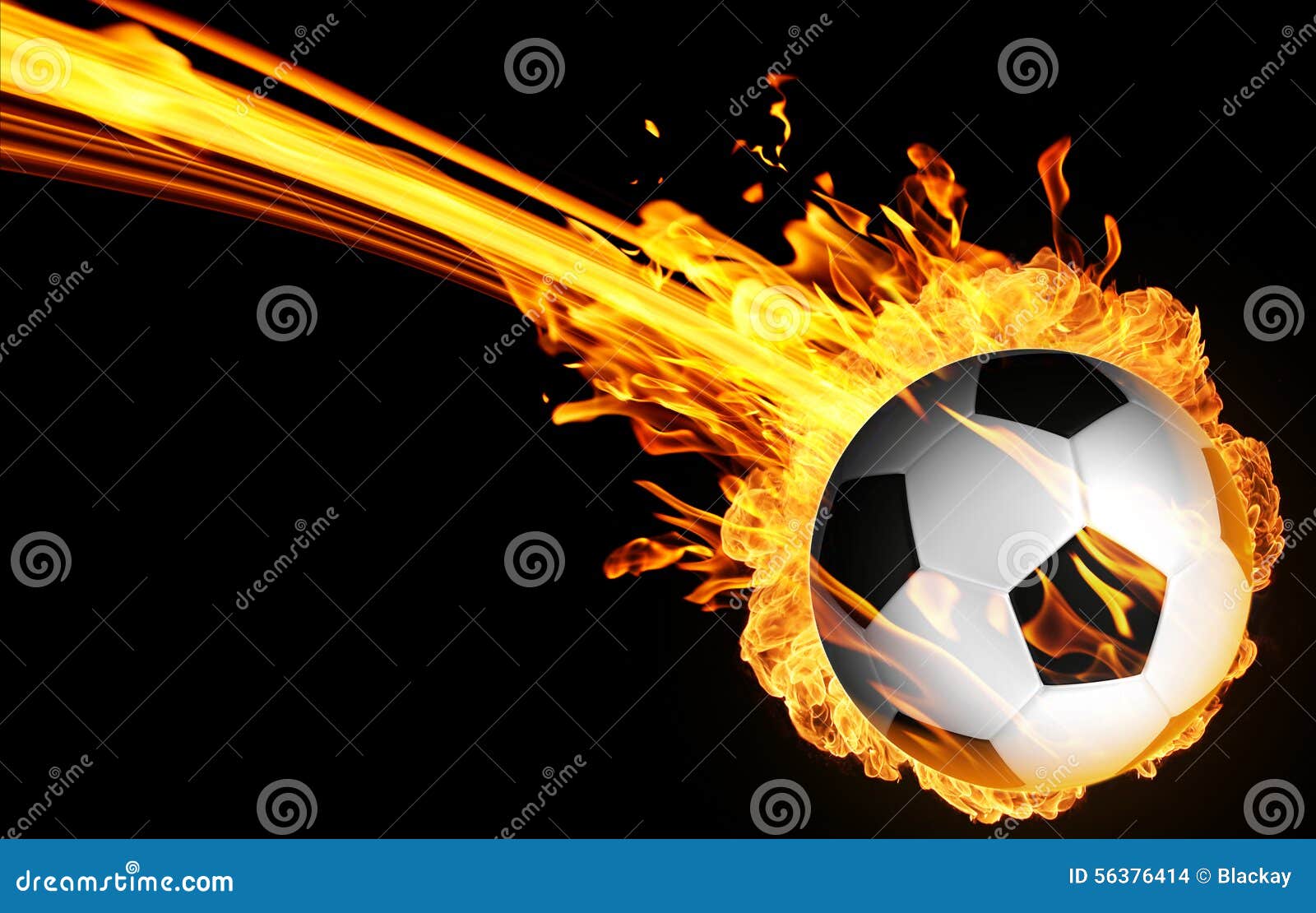 Soccer ball in fire flames stock photo. Image of heat - 56376414