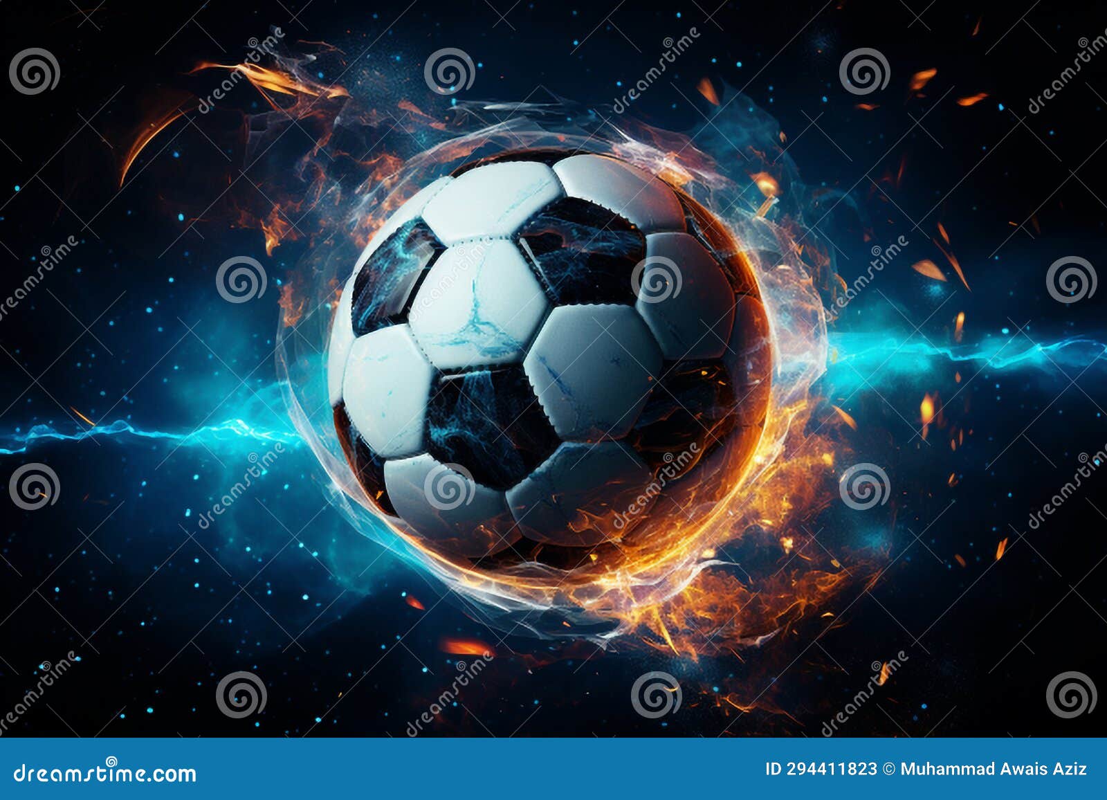 Soccer Ball in Fire Flames on Dark Background Stock Image - Image of ...