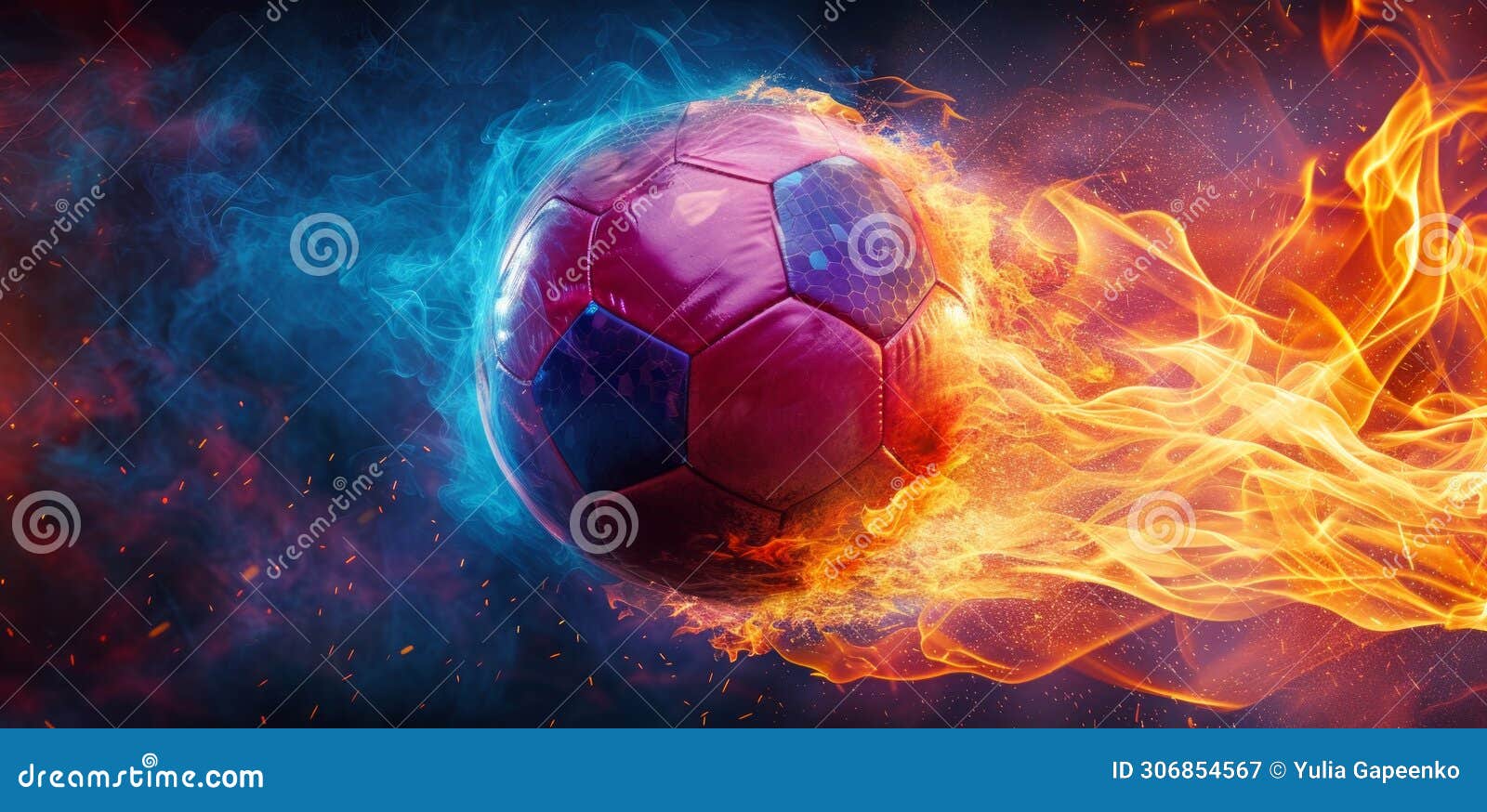 A Soccer Ball with Fire and Rainbow Effect Stock Image - Image of ...