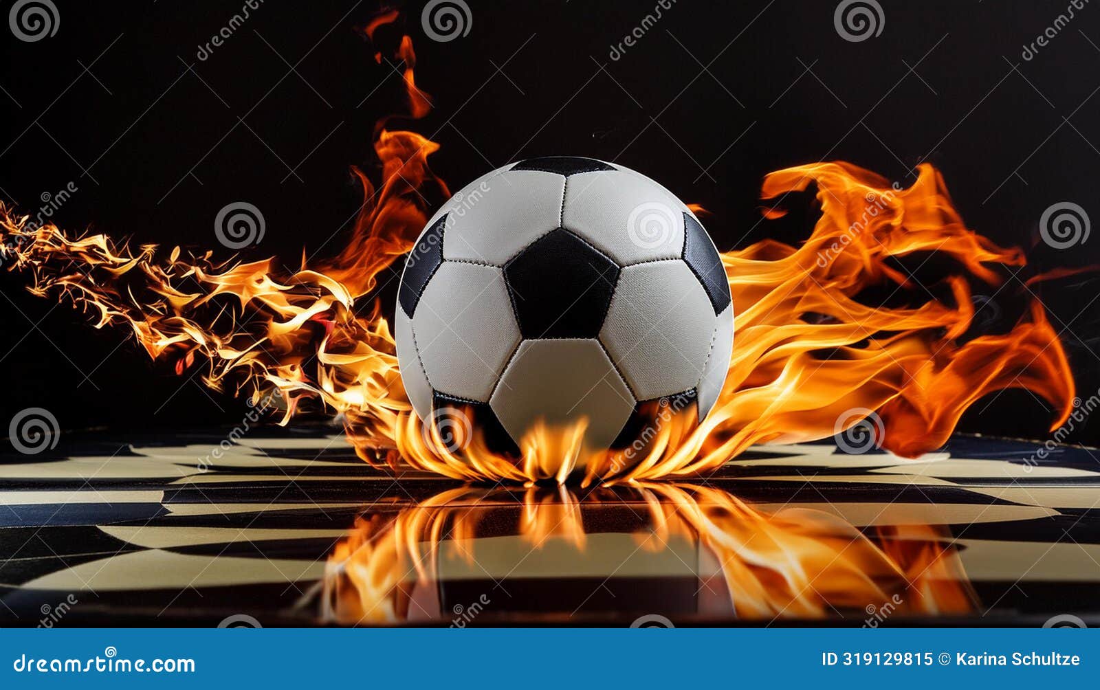 A Soccer Ball is on Fire and Surrounded by Flames Stock Illustration ...