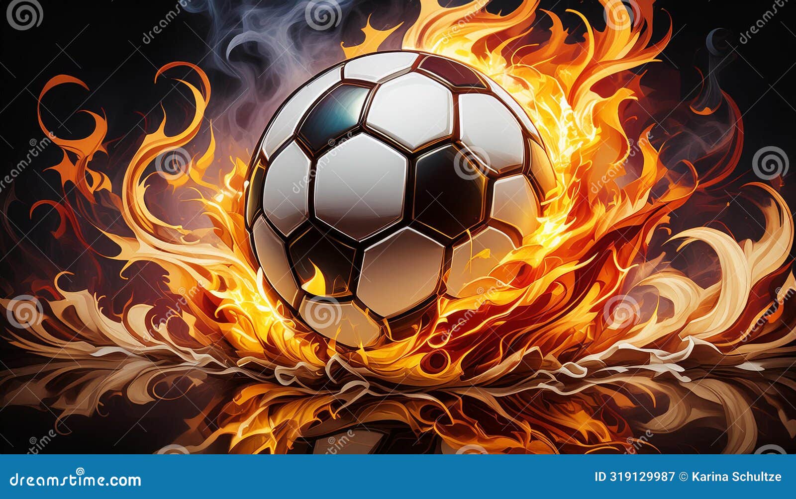 A Soccer Ball is on Fire and Surrounded by Flames Stock Illustration ...