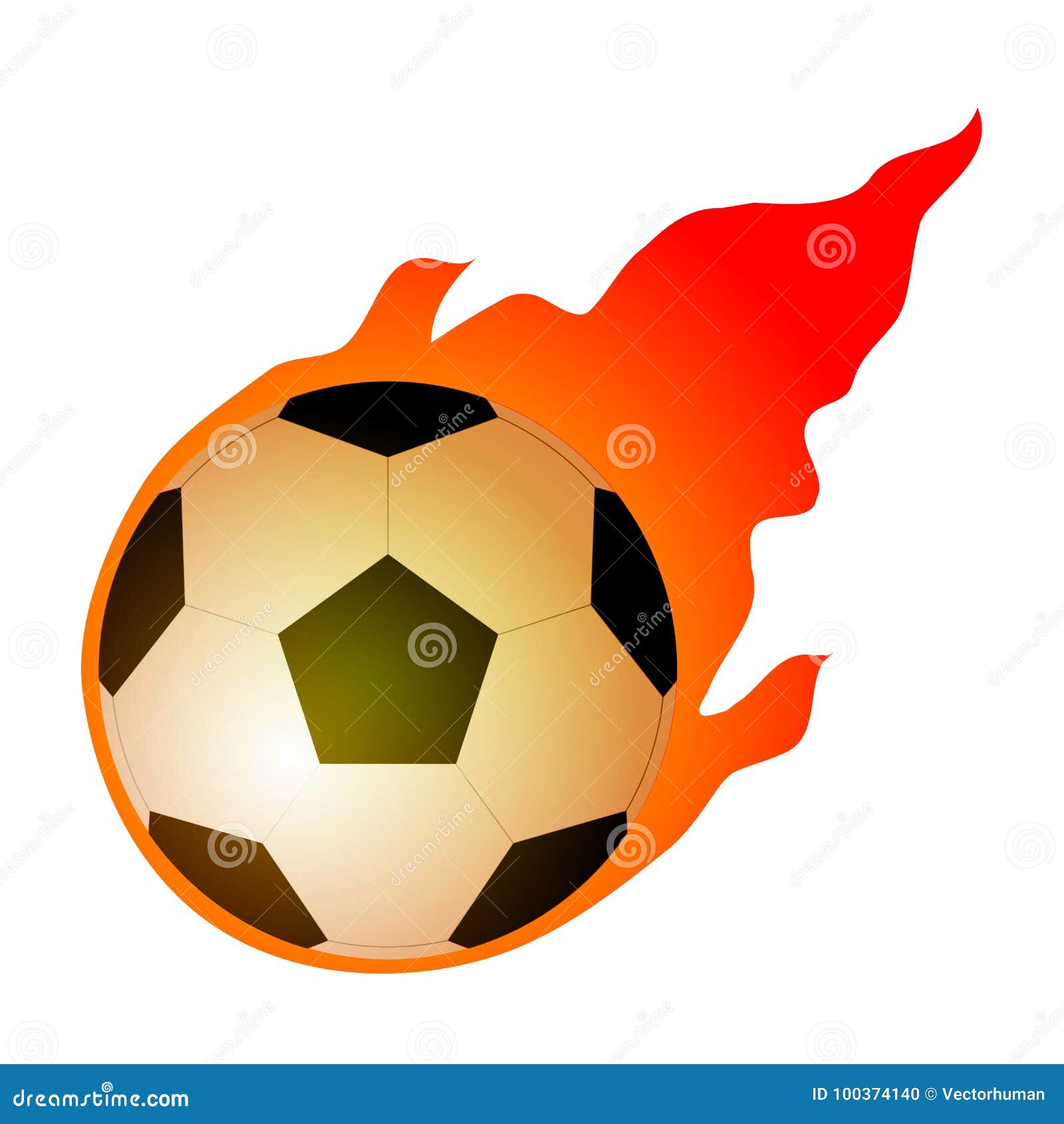 Soccer ball on fire stock vector. Illustration of soccer - 100374140