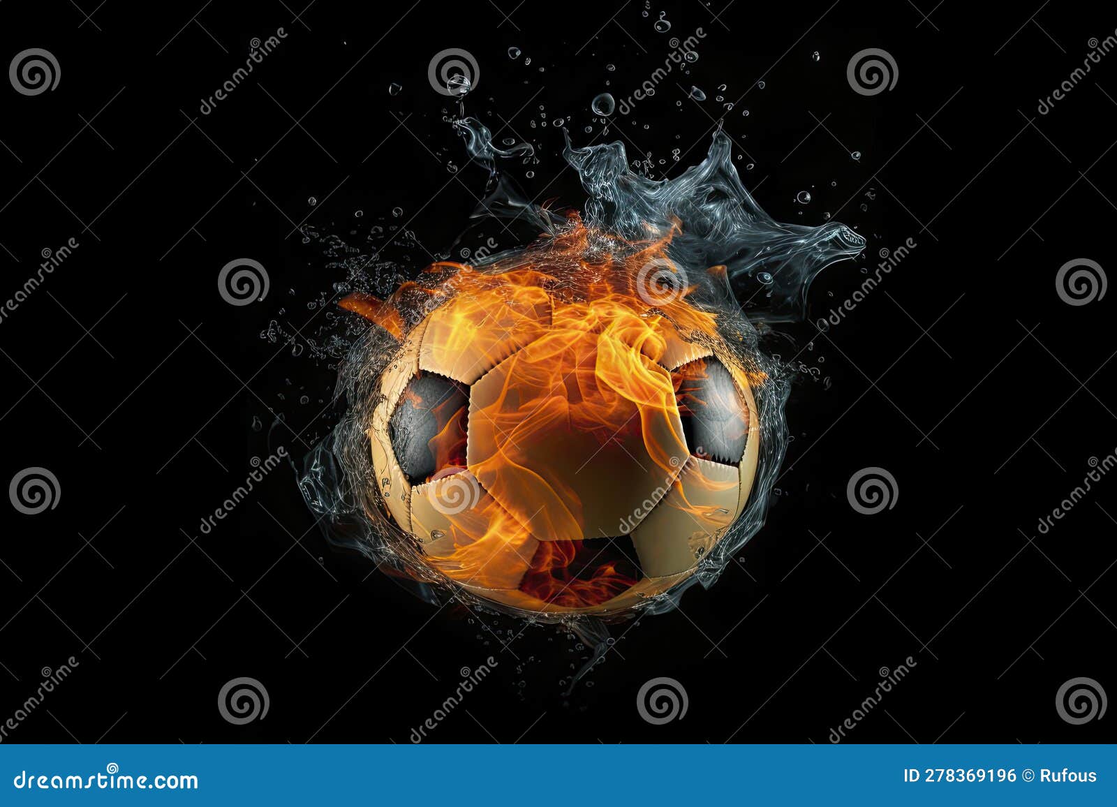 Soccer ball fire and water stock illustration. Illustration of ball ...