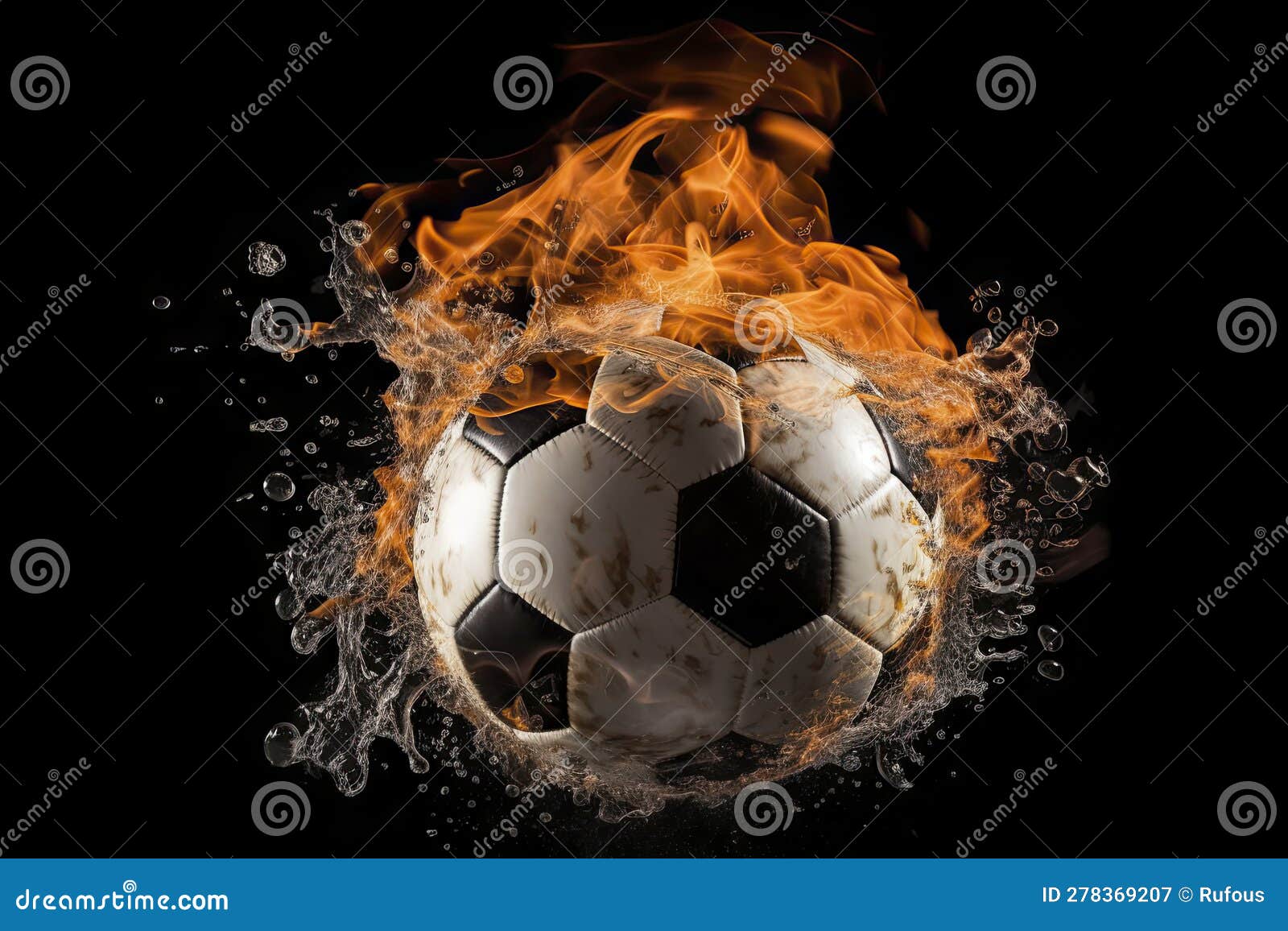Soccer ball fire and water stock illustration. Illustration of burnt ...