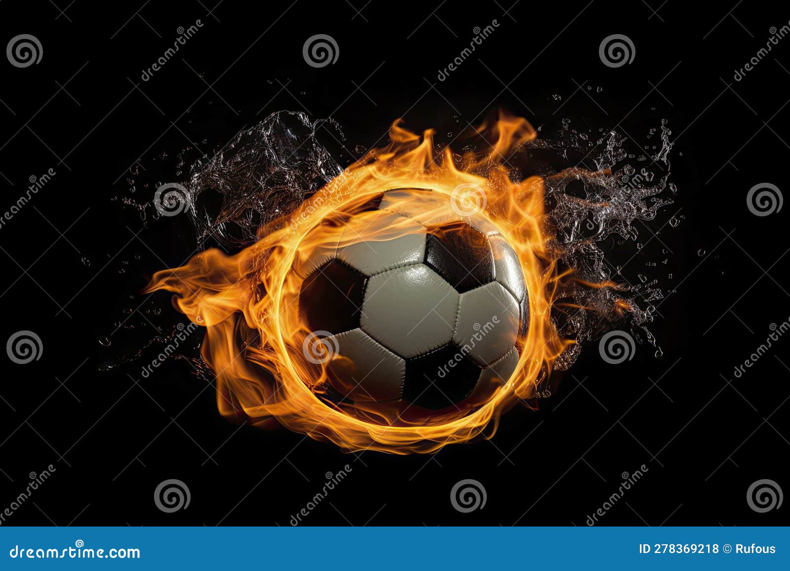 Soccer ball fire and water stock illustration. Illustration of ...