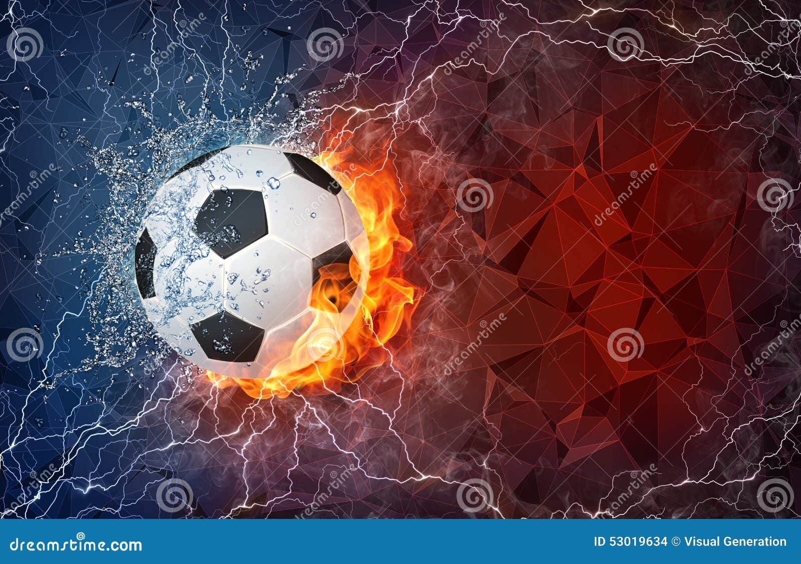 Soccer Ball in Fire and Water Stock Illustration - Illustration of ...
