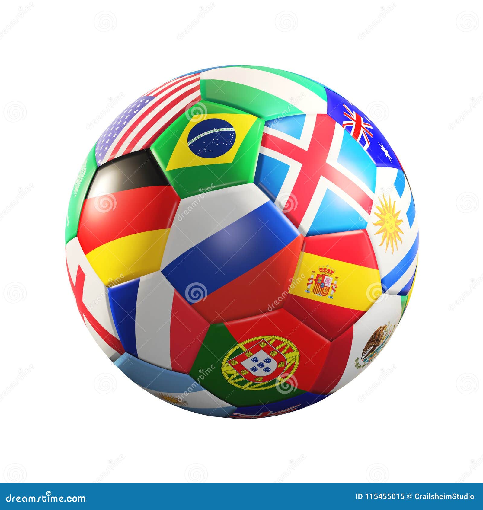 Soccer Ball with Flags 3d Rendering Stock Illustration - Illustration ...